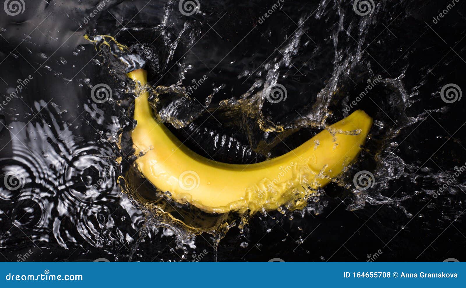 Banana With A Splash Falling Into The Water Royalty-Free Stock Image ...