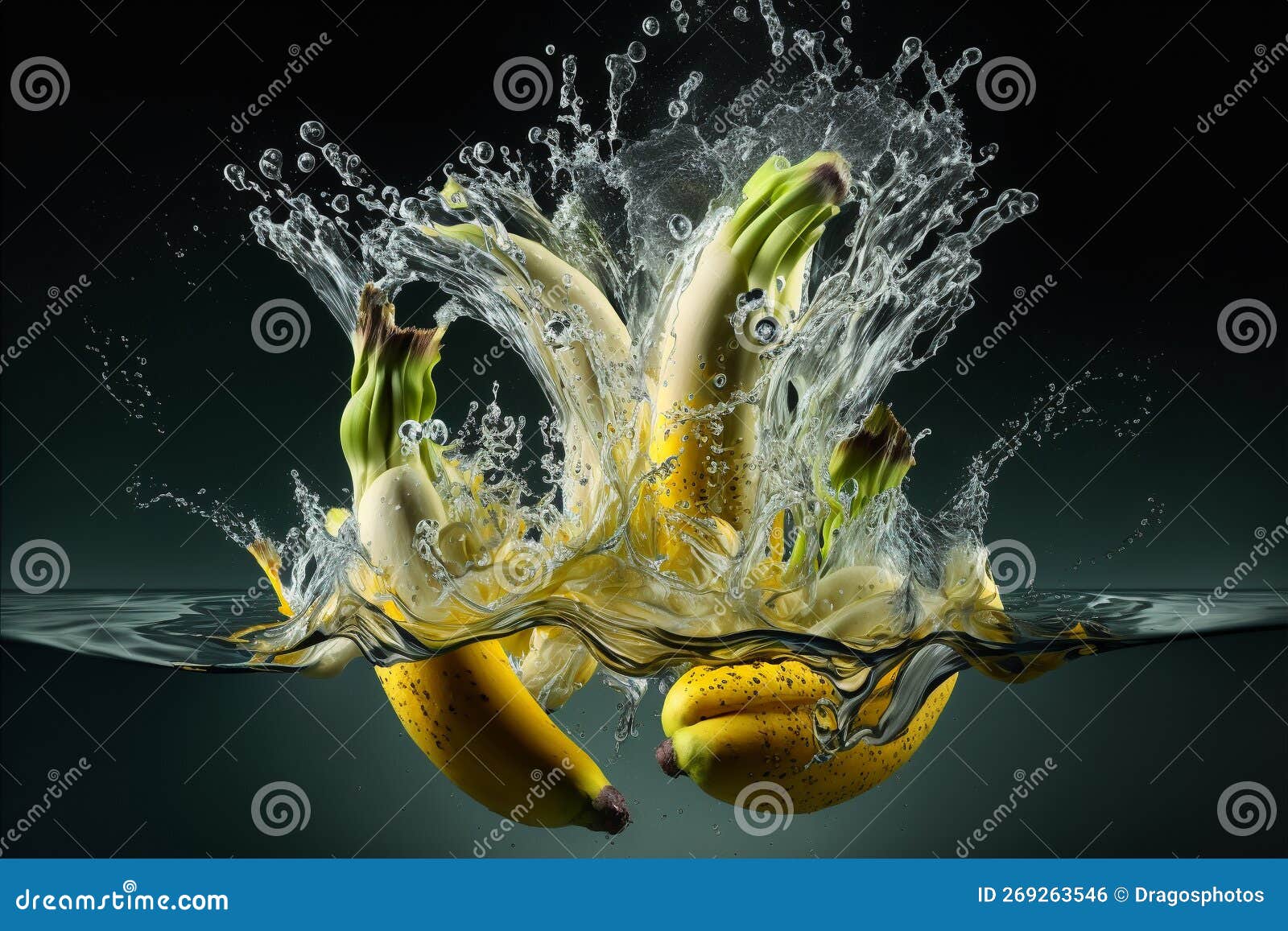 Banana Splashed or Thrown in Water. Water Splash Fresh Fruit Creative ...