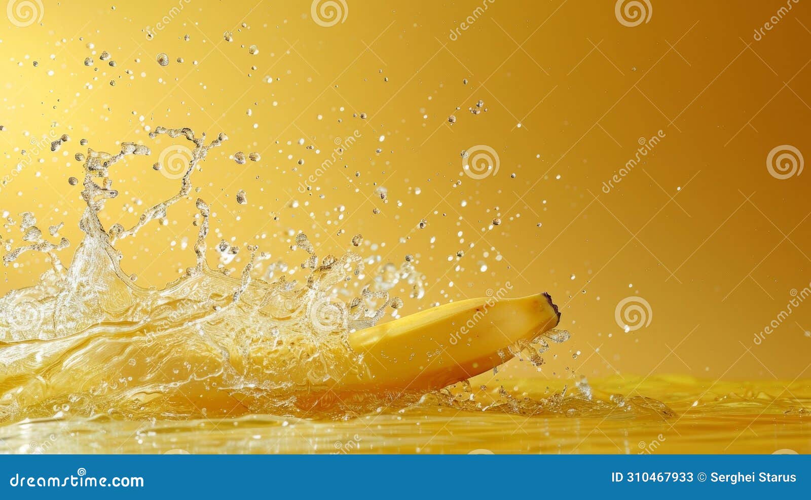 A Banana is Splashing in a Pool of Water on the Table, AI Stock Image ...