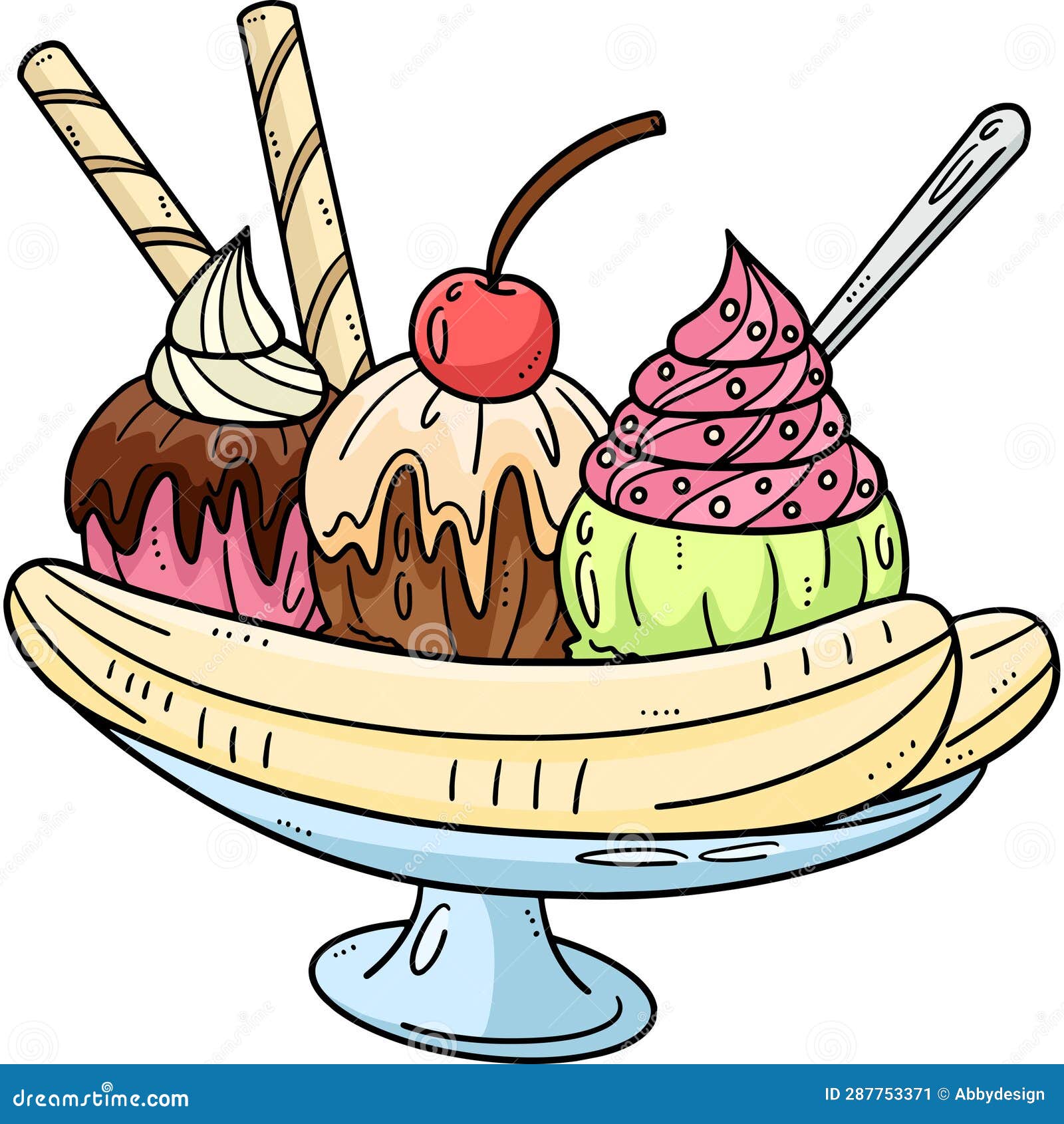 Banana Split Cartoon Colored Clipart Illustration Stock Vector ...
