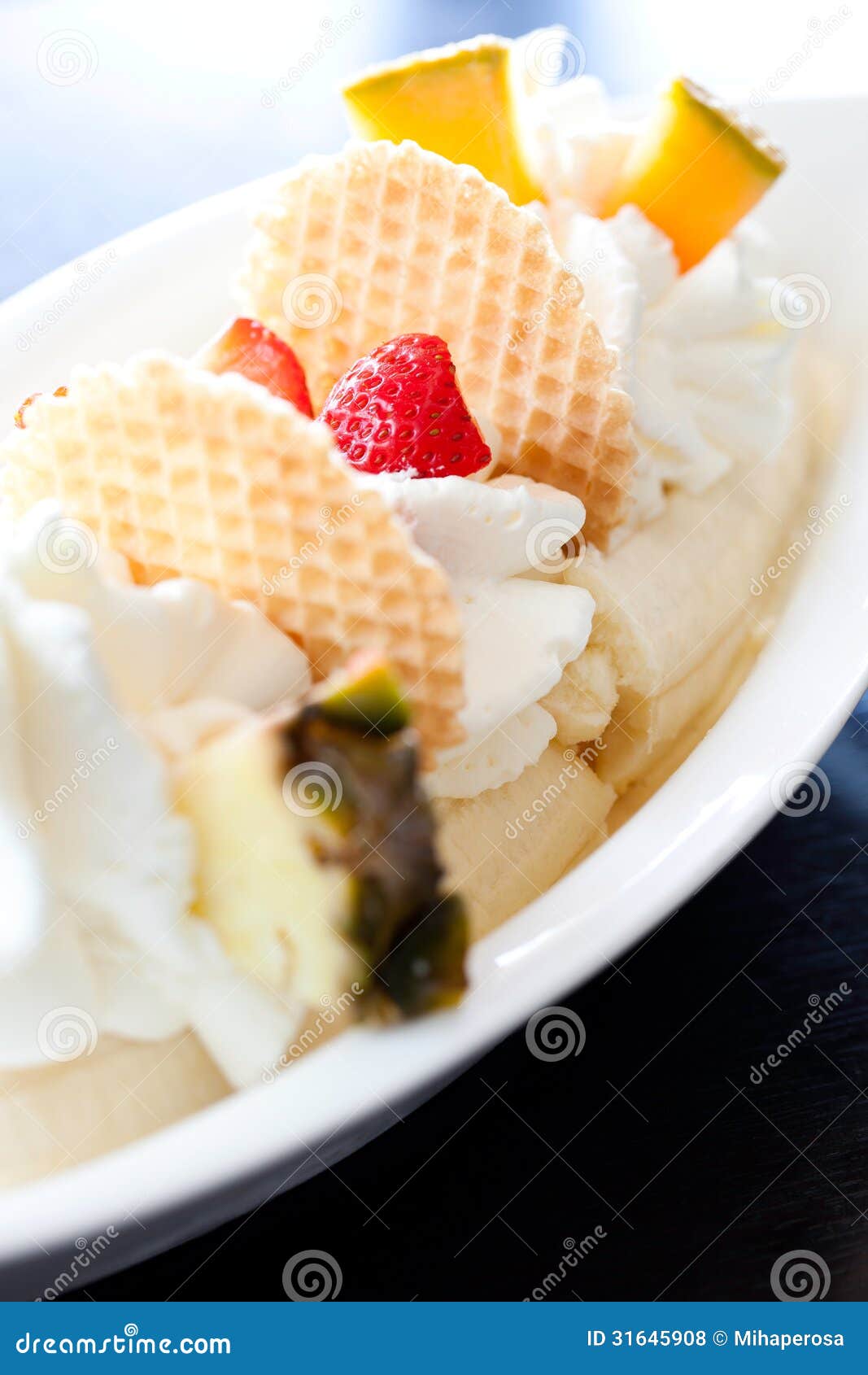Banana Split with Fresh Fruit Stock Photo - Image of strawberry, cherry ...