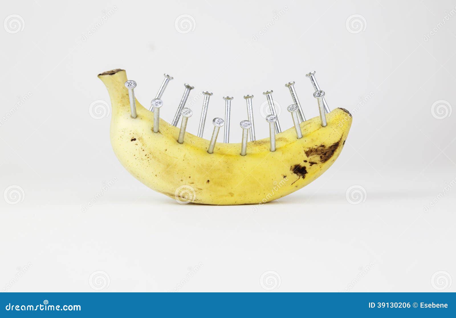 Banana with steel tips stock photo. Image of metal, diet - 39130206