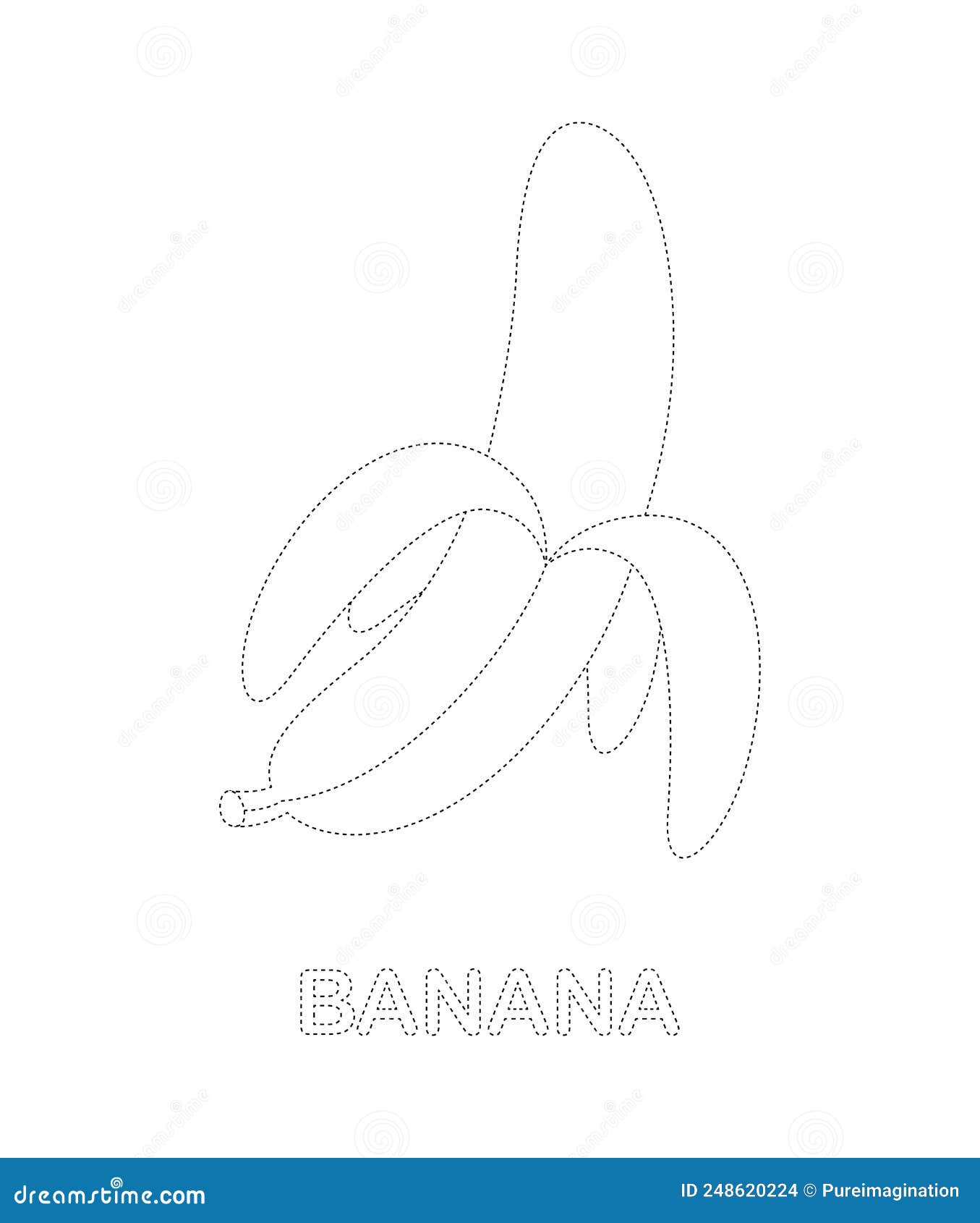 Banana Tracing Worksheet for Kids Stock Vector - Illustration of ...