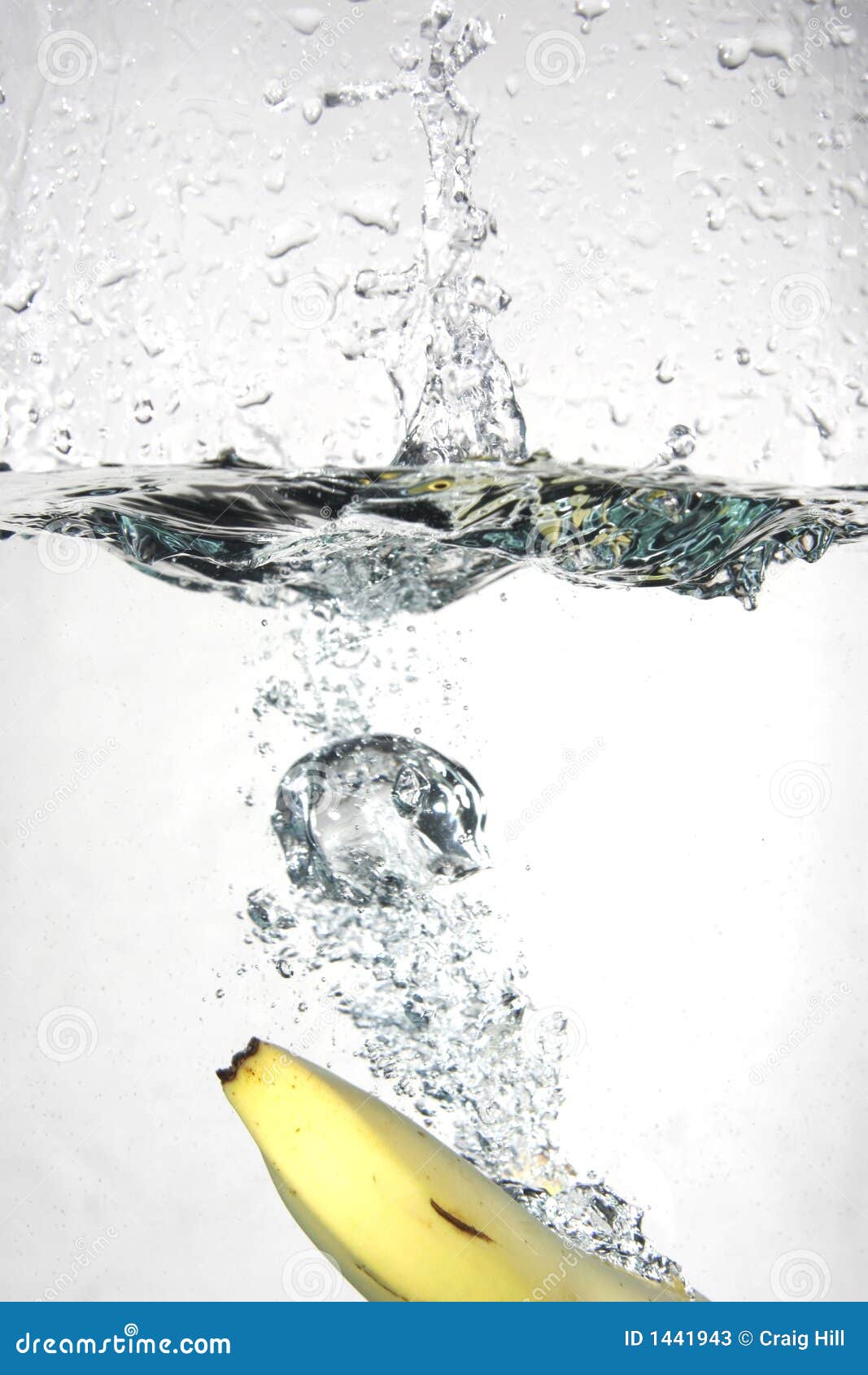Banana in water stock image. Image of color, refraction - 1441943