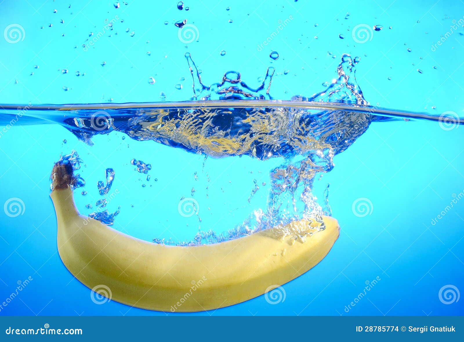 Banana in water stock photo. Image of closeup, clear - 28785774