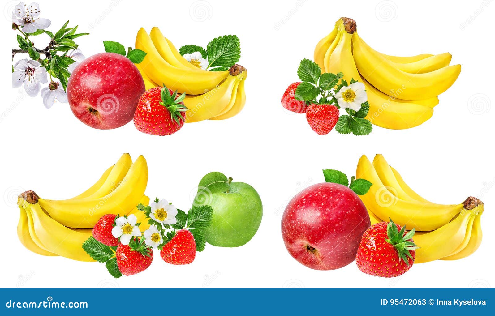 Bananas ,apple and Strawberries Isolated Stock Image - Image of fresh ...