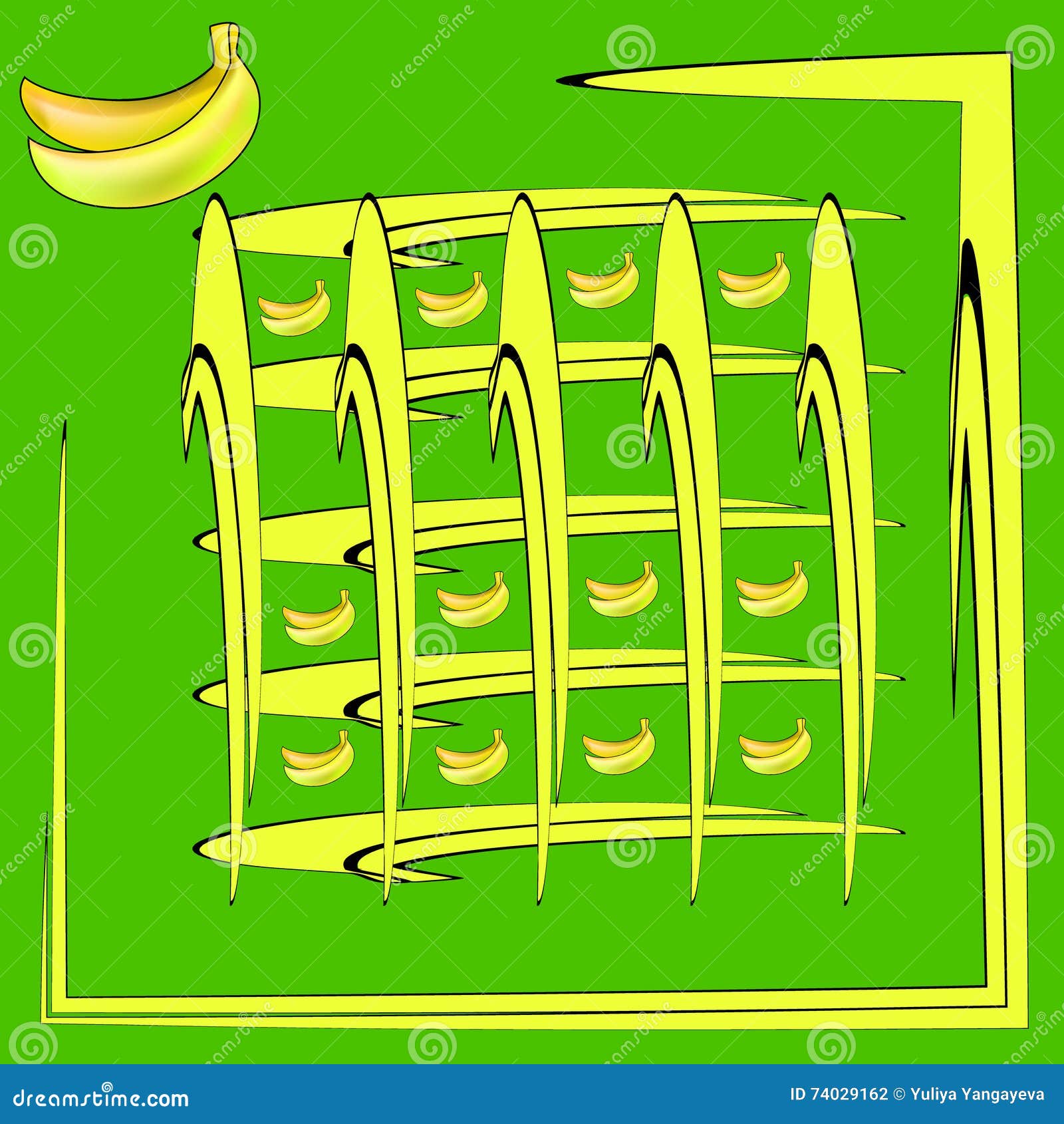 Bananas. stock vector. Illustration of drawn, sign, frame - 74029162