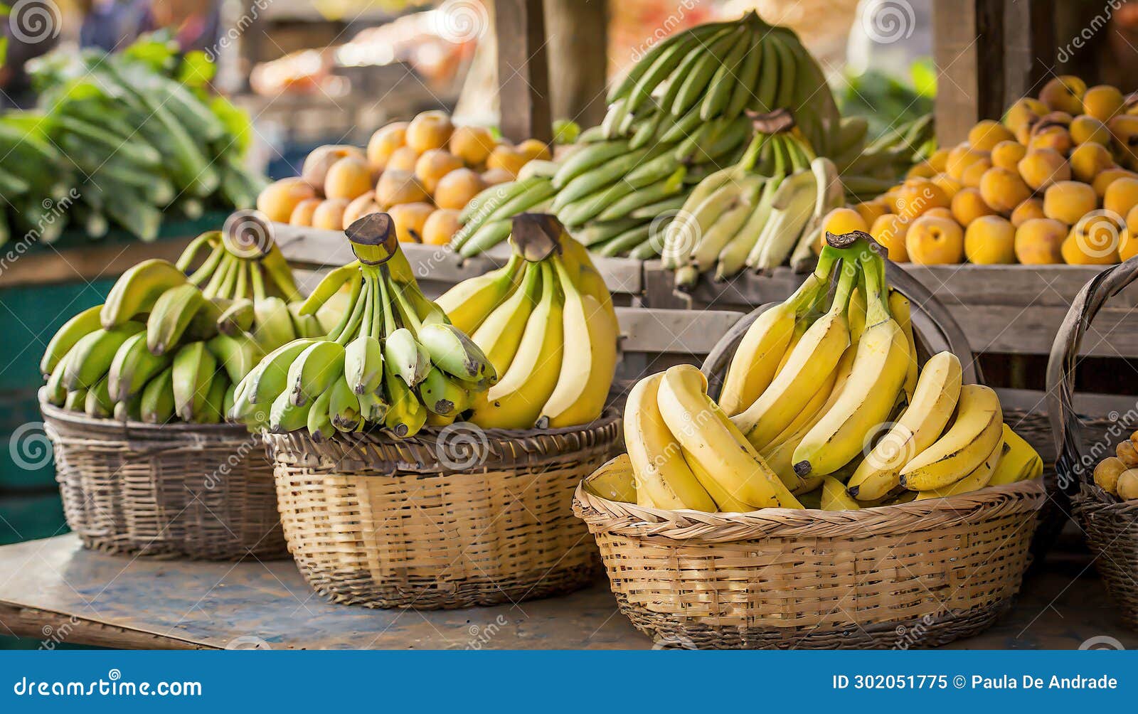 Bananas in Baskets at a Local Market Stock Image - Image of shopping ...