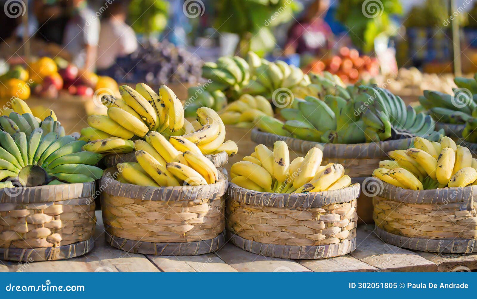 Bananas in Baskets at a Local Market Stock Image - Image of baskets ...