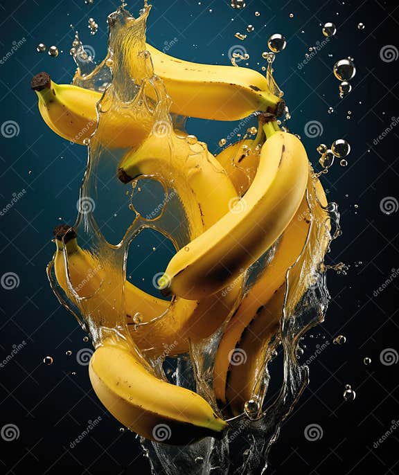 Bananas Fall into the Water Stock Photo - Image of gold, drink: 292526510