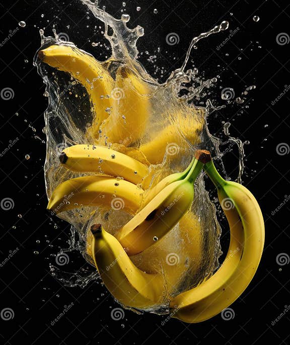 Bananas Fall into the Water Stock Photo - Image of drink, vitamin ...