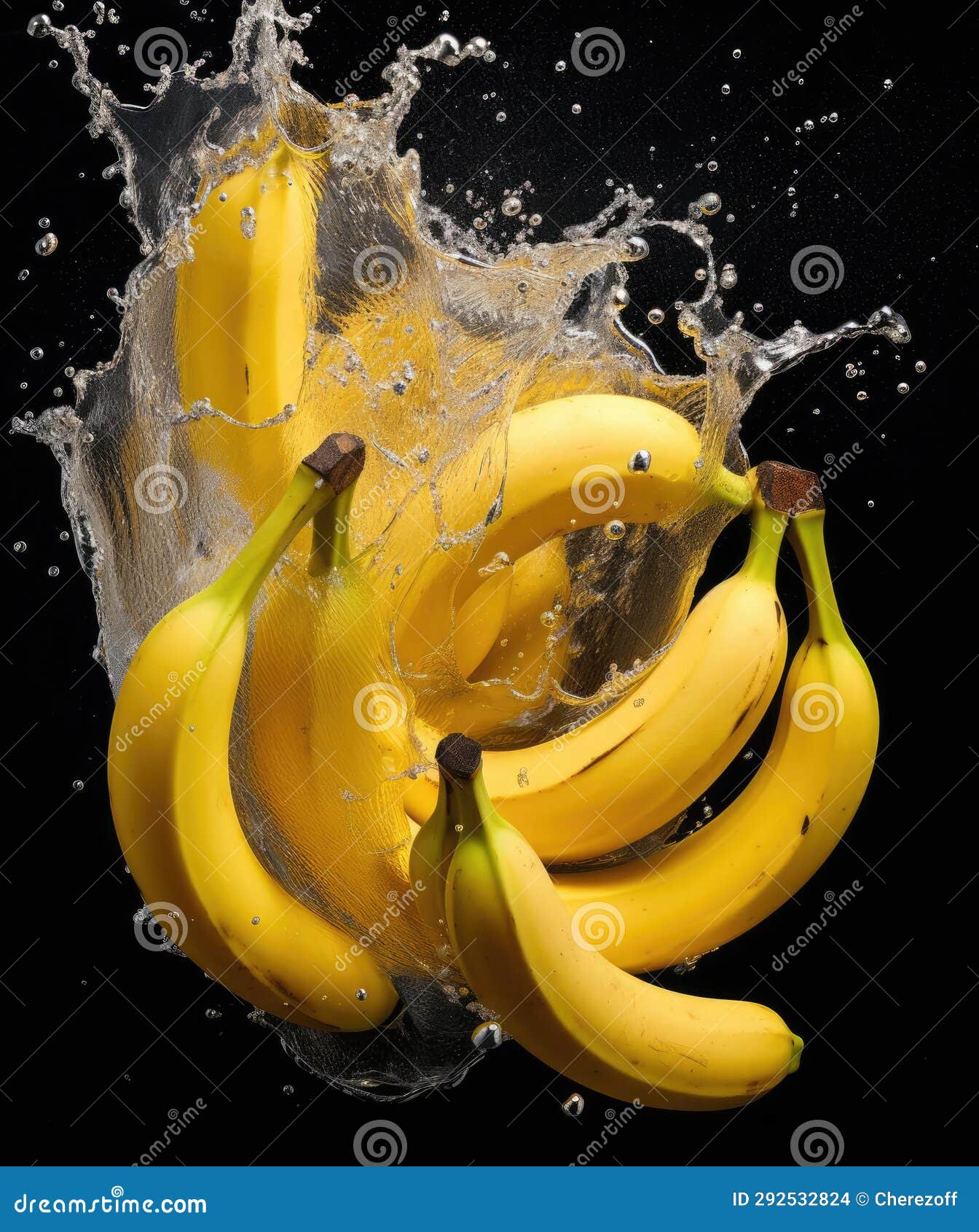 Bananas Fall into the Water Stock Photo - Image of refreshment, juicy ...