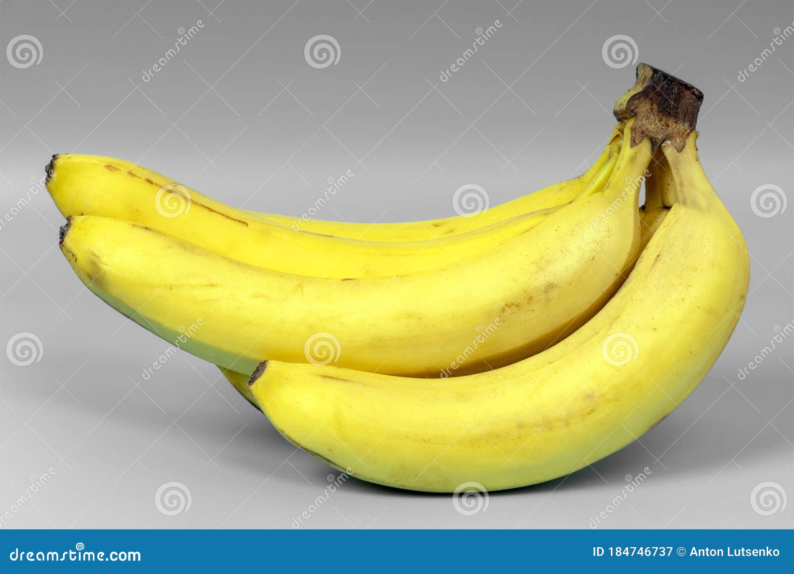 Bananas on a Gray Background, Front View Stock Image - Image of organic ...