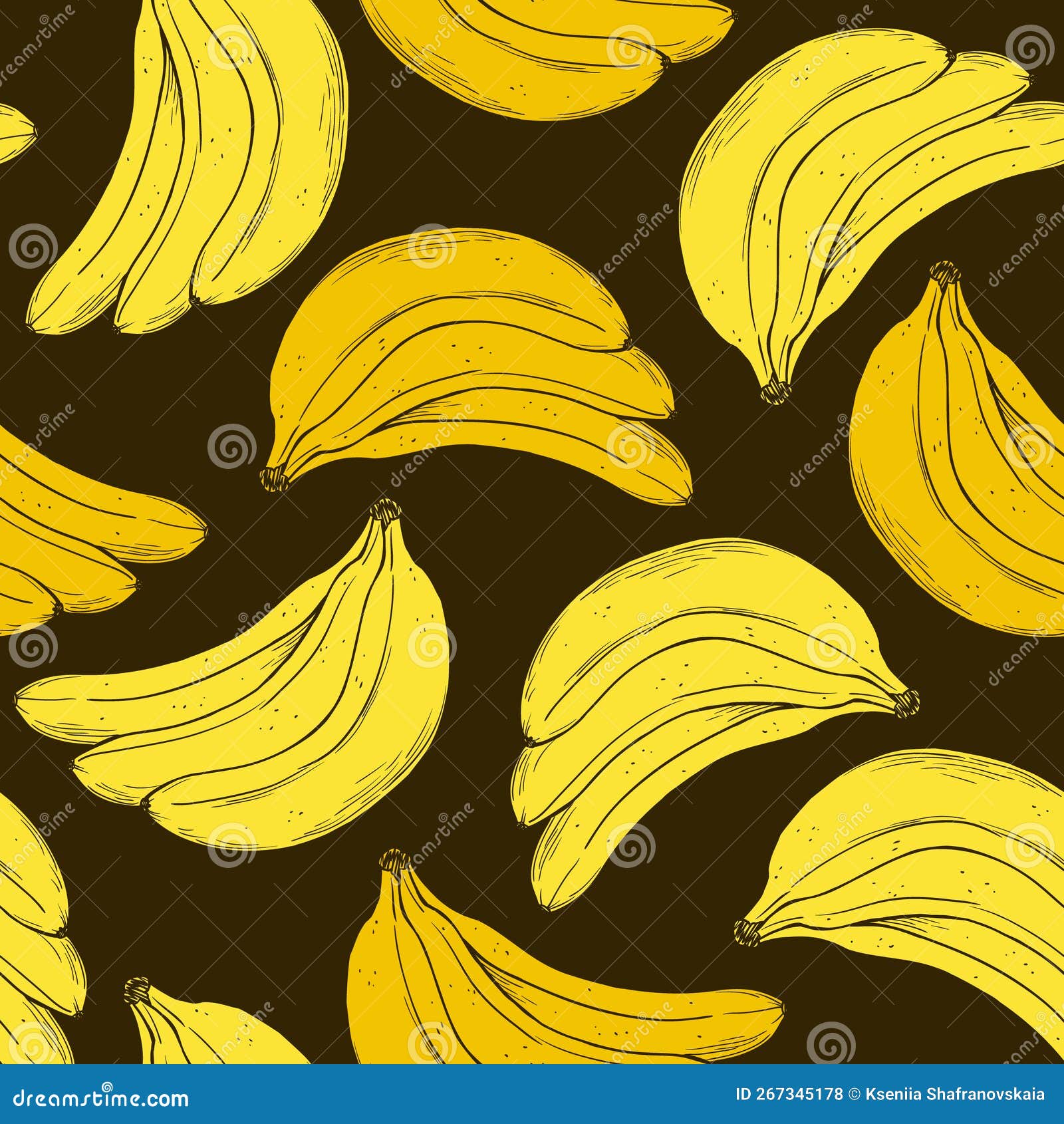 Bananas, Hand Drawn Sketch Linen Vector Seamless Pattern ...