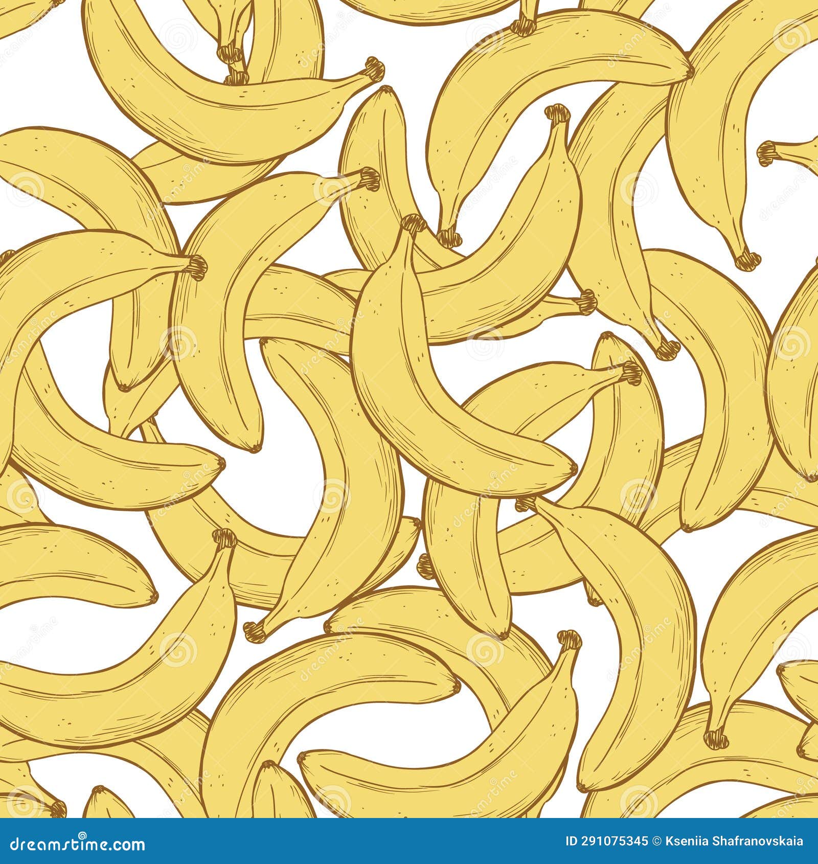 Bananas Hand Drawn Vector Seamless Pattern Stock Vector - Illustration ...