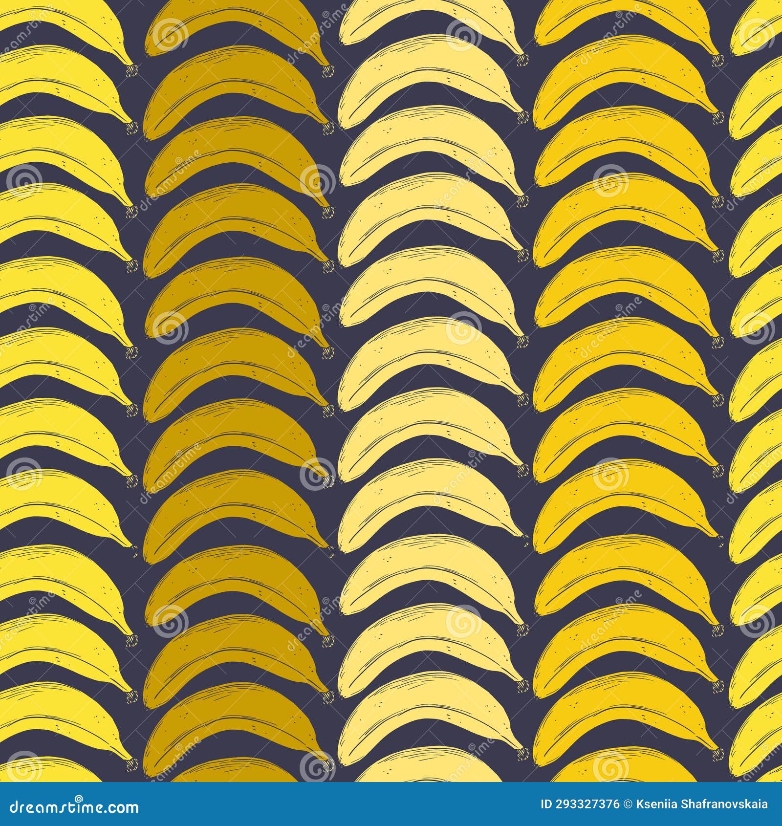 Bananas Hand Drawn Vector Seamless Pattern Stock Vector - Illustration ...