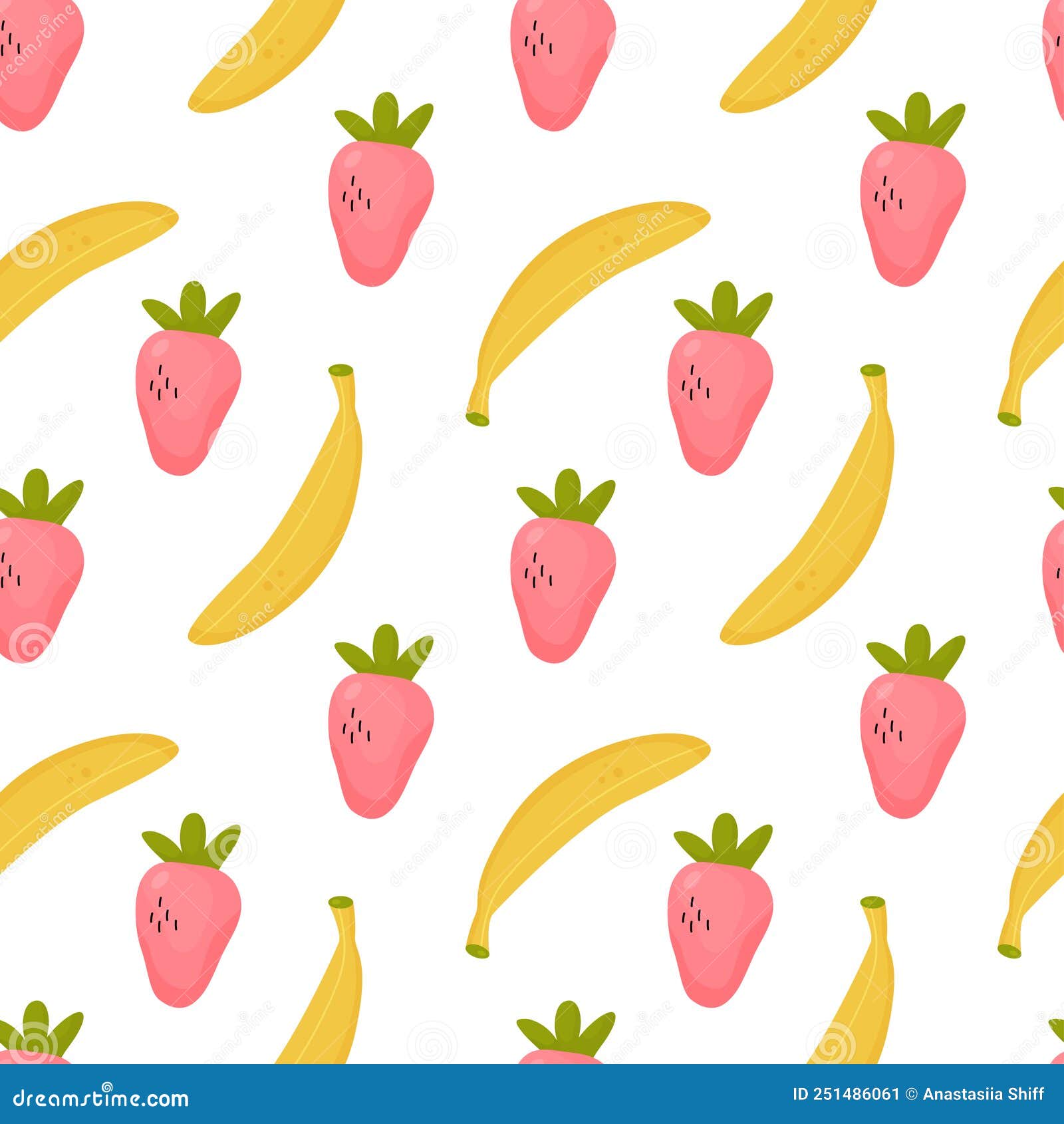 Bananas and Strawberries Seamless Pattern Stock Vector - Illustration ...