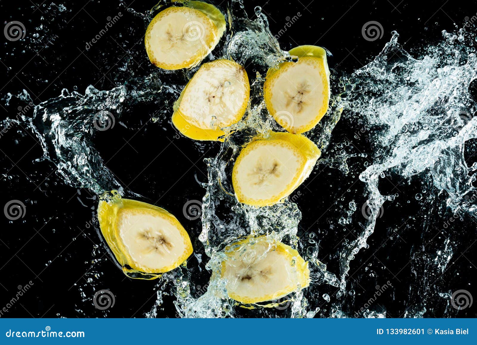 Bananas Water Splash stock image. Image of fresh, splashing - 133982601