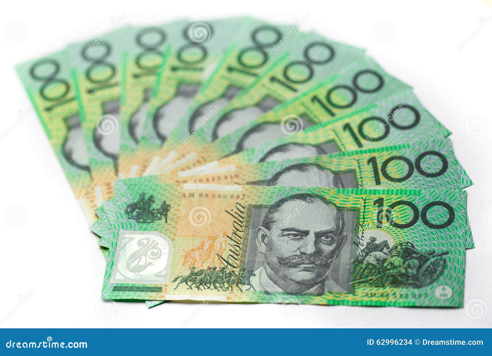 $100 banconote australiane fotografia stock. Immagine di taglio - 62996234