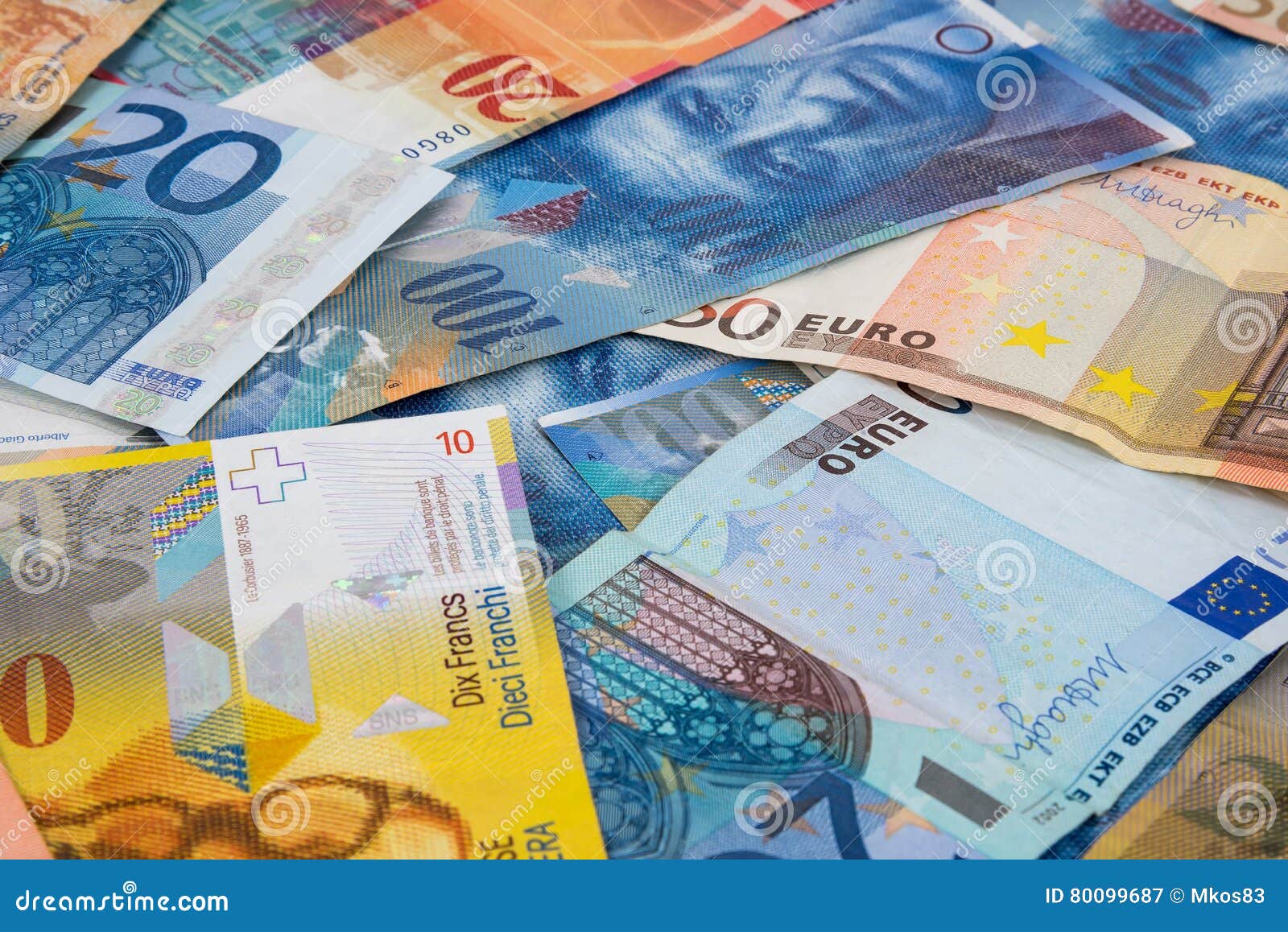 Banconote Del CHF E Dell'EURO Come Fondo Immagine Stock - Immagine di ...
