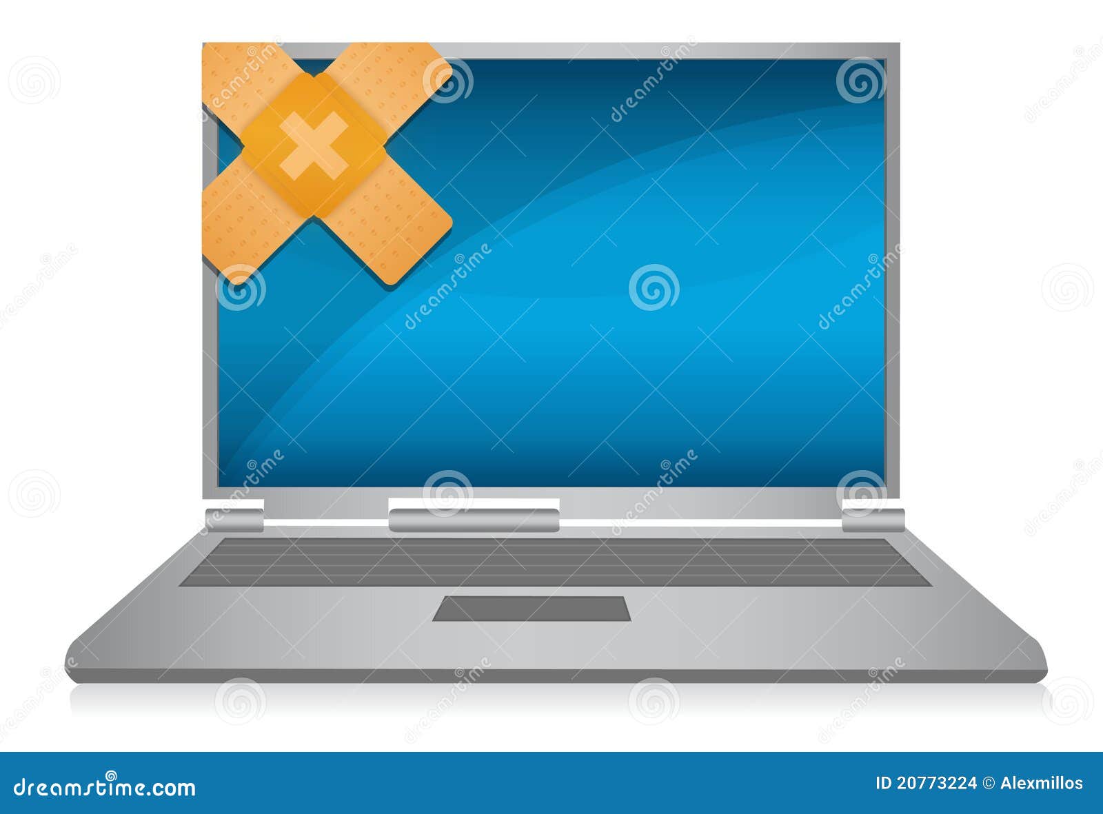 A Band Aid is Fixing a Damaged Laptop. Stock Vector - Illustration of ...