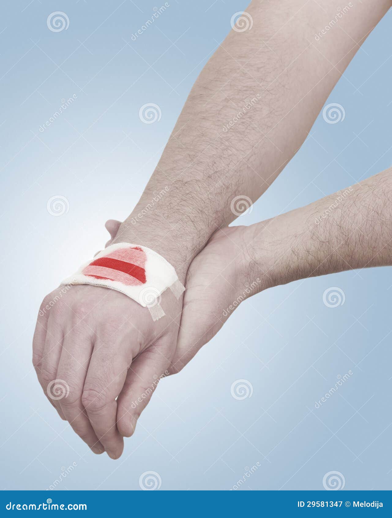 Band-aid on Hand Isloated on White Background. Stock Image - Image of ...