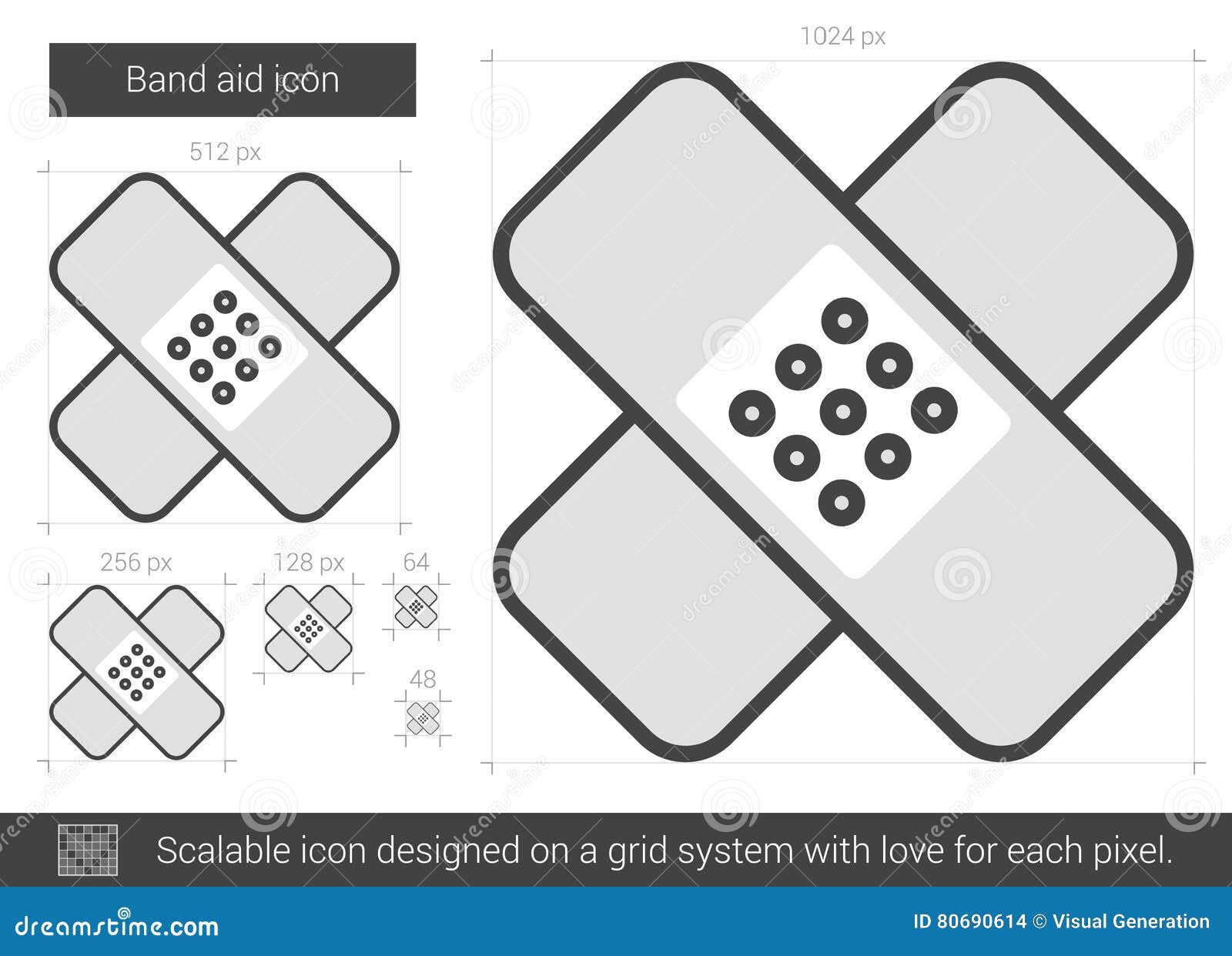 Band aid line icon. stock vector. Illustration of design - 80690614