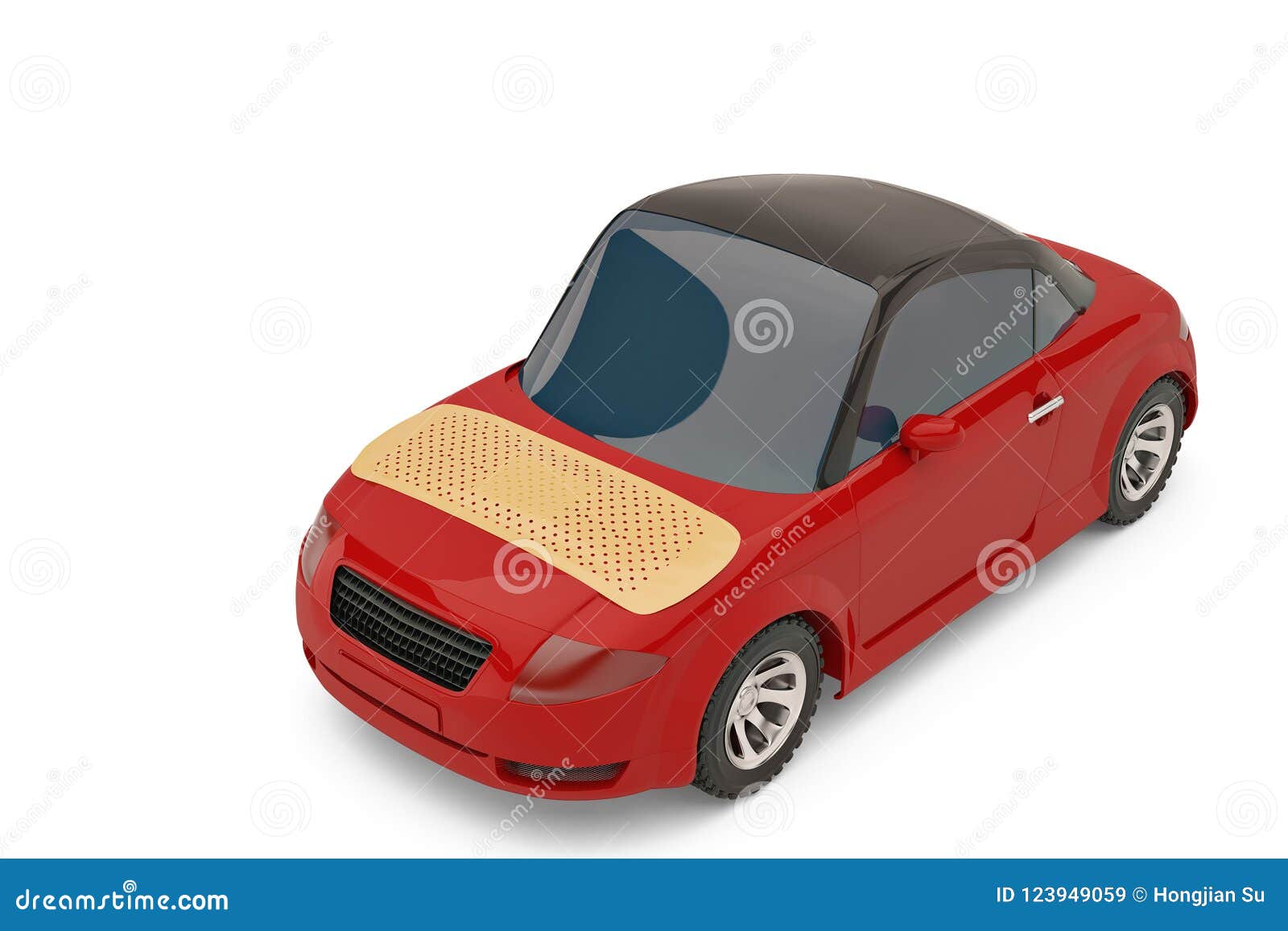 Band Aid on Red Car.3D Illustration. Stock Illustration - Illustration ...