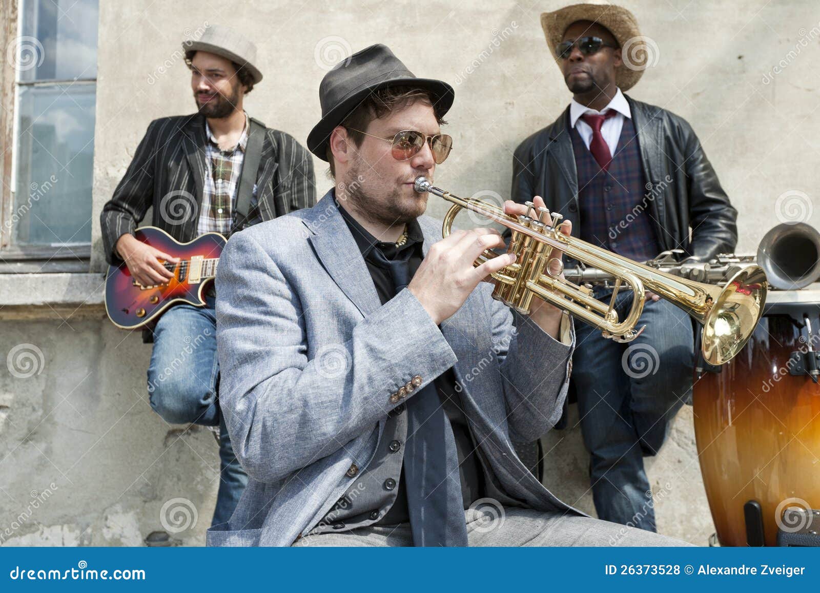 Band of blues musicians stock photo. Image of pose, play - 26373528