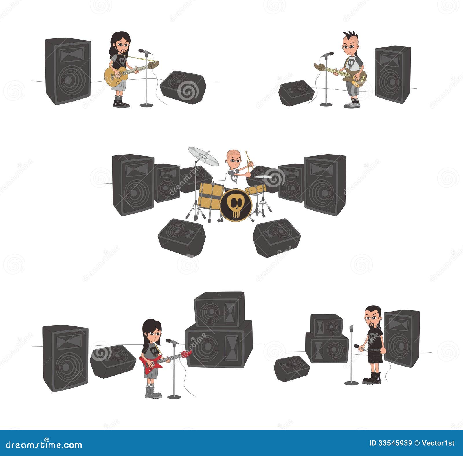 Band boy set stock vector. Illustration of vocal, drums - 33545939