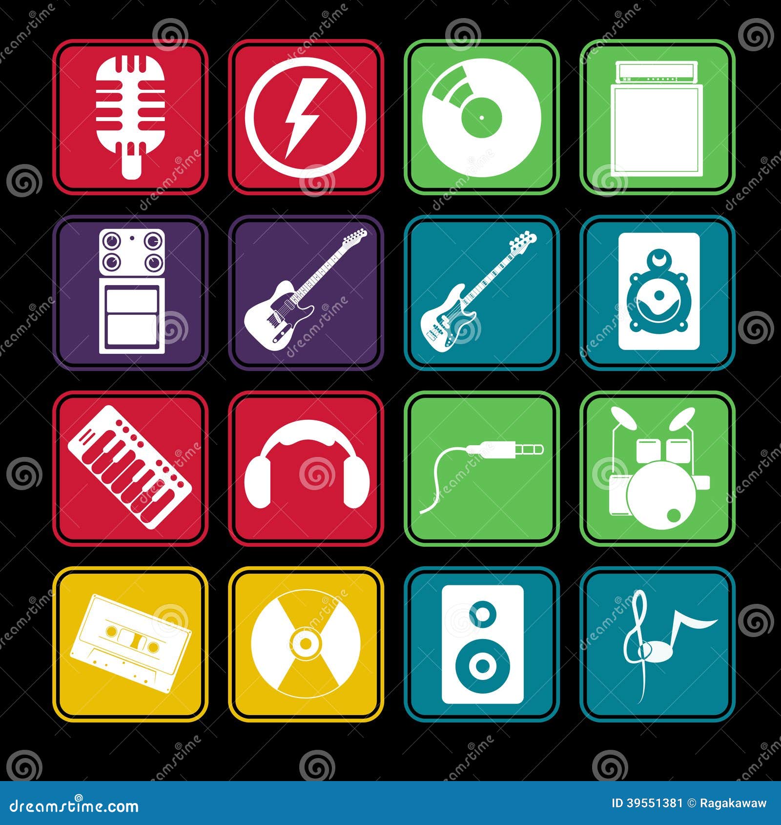 Band Music Icon Set stock vector. Illustration of icon - 39551381