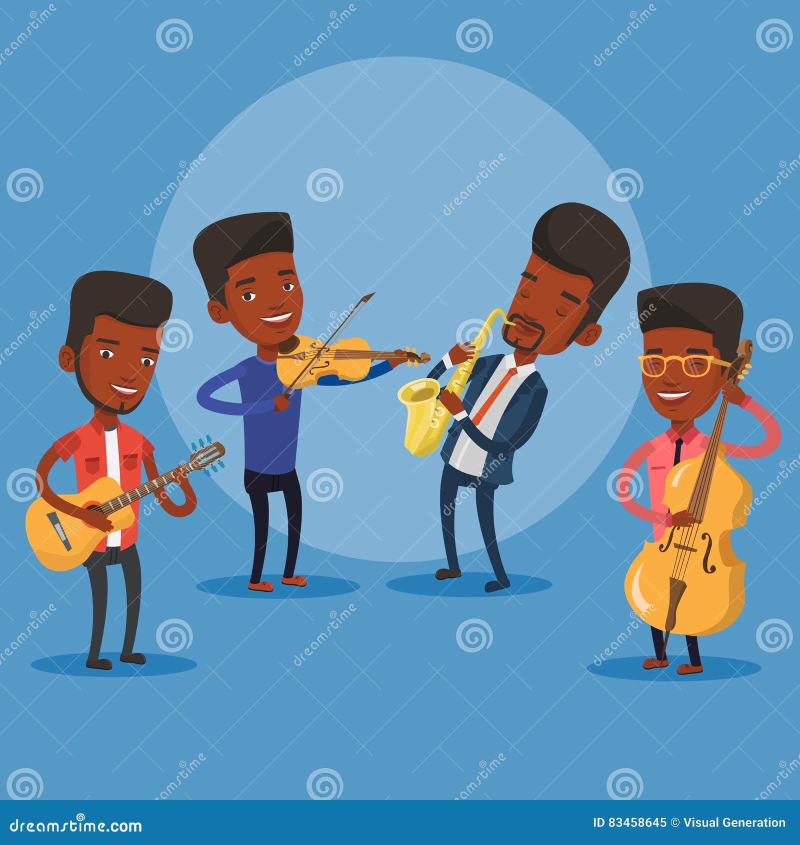 Band of Musicians Playing on Musical Instruments. Stock Vector ...
