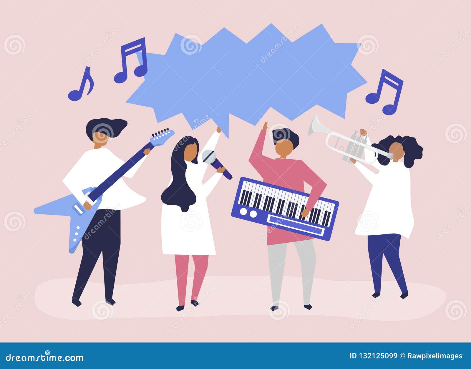 A Band Performing Live Music Stock Vector - Illustration of performance ...