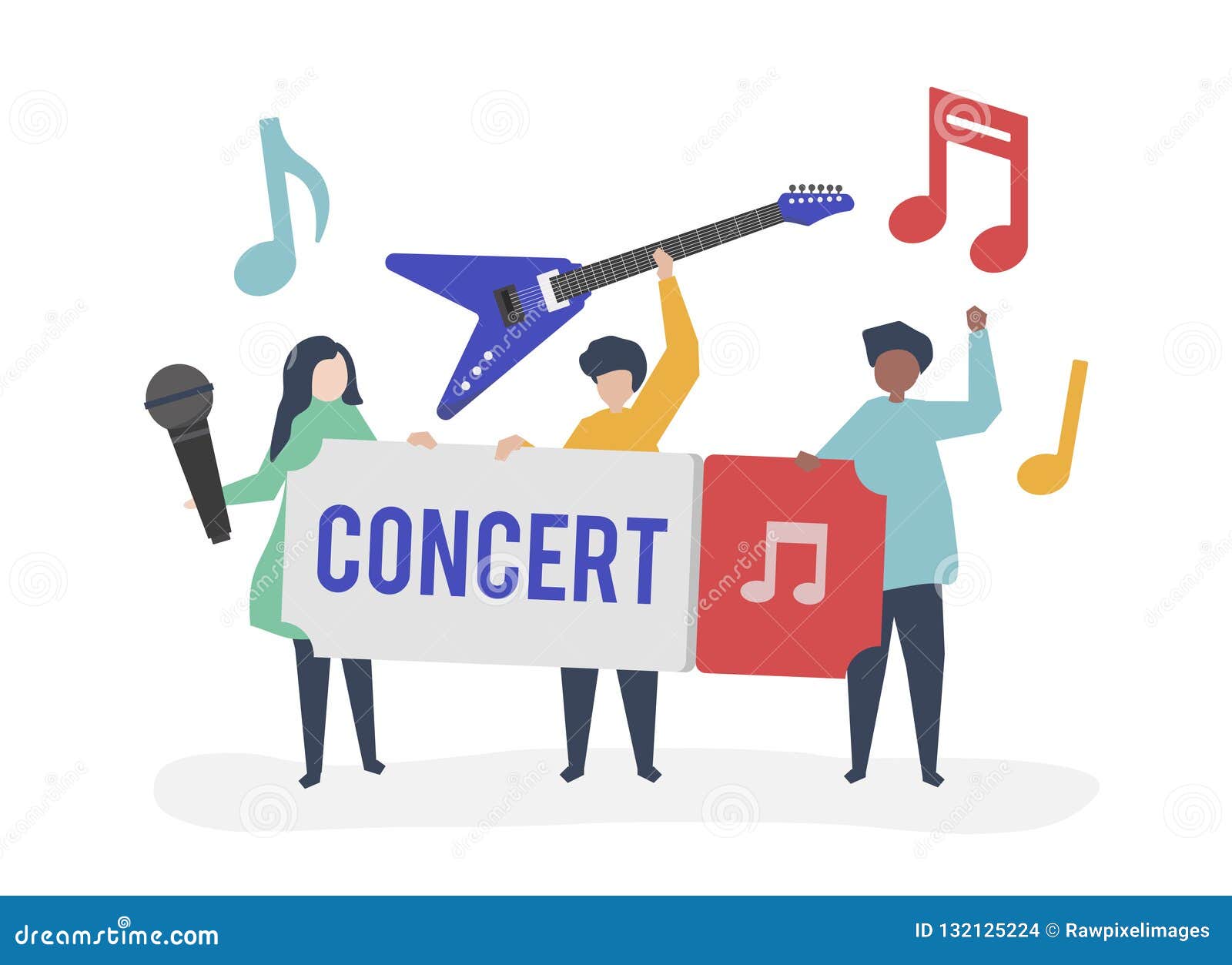 A Band Performing Live Music Stock Vector - Illustration of white ...