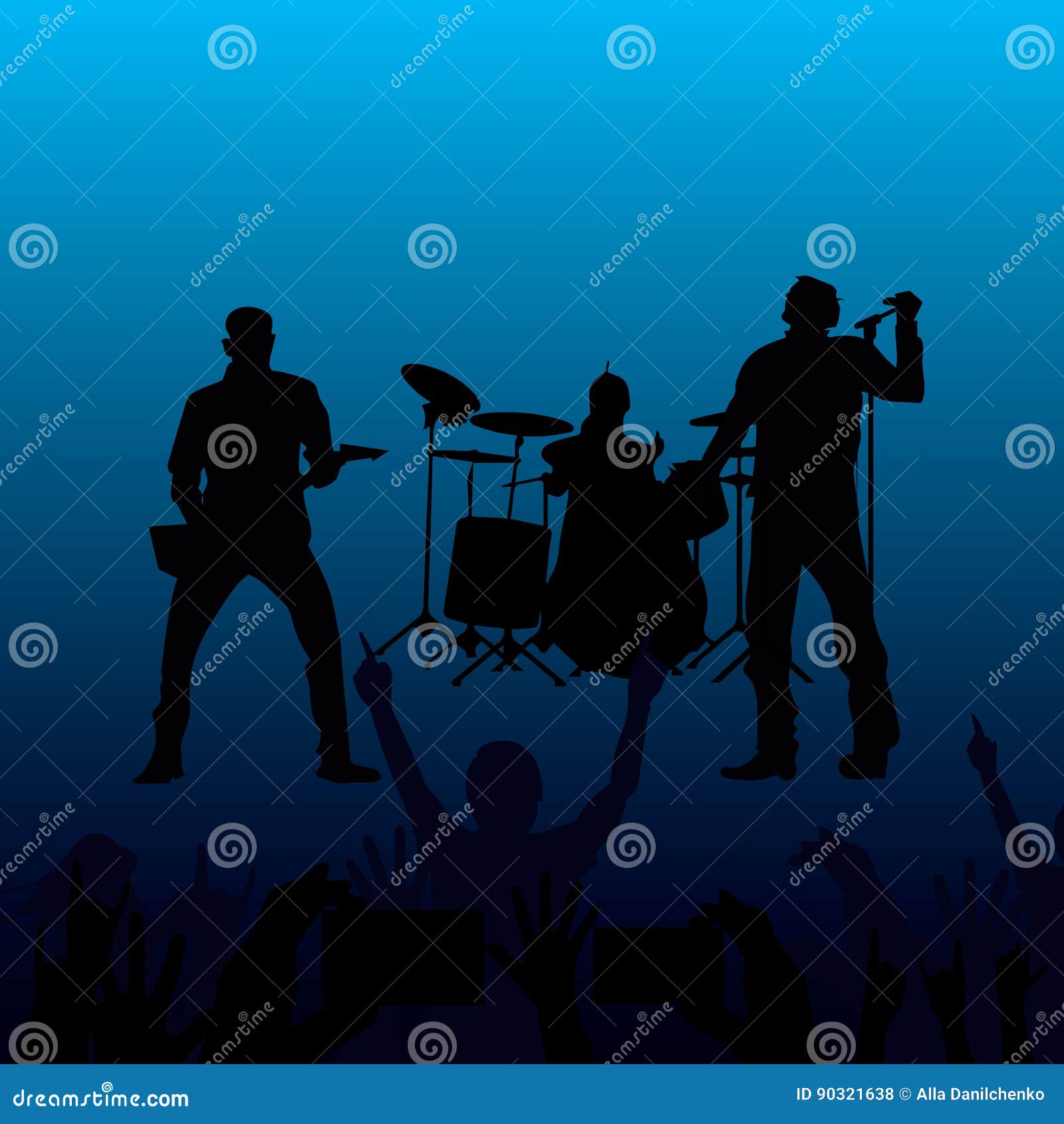 Band of Performing Musicians Stock Vector - Illustration of metal ...