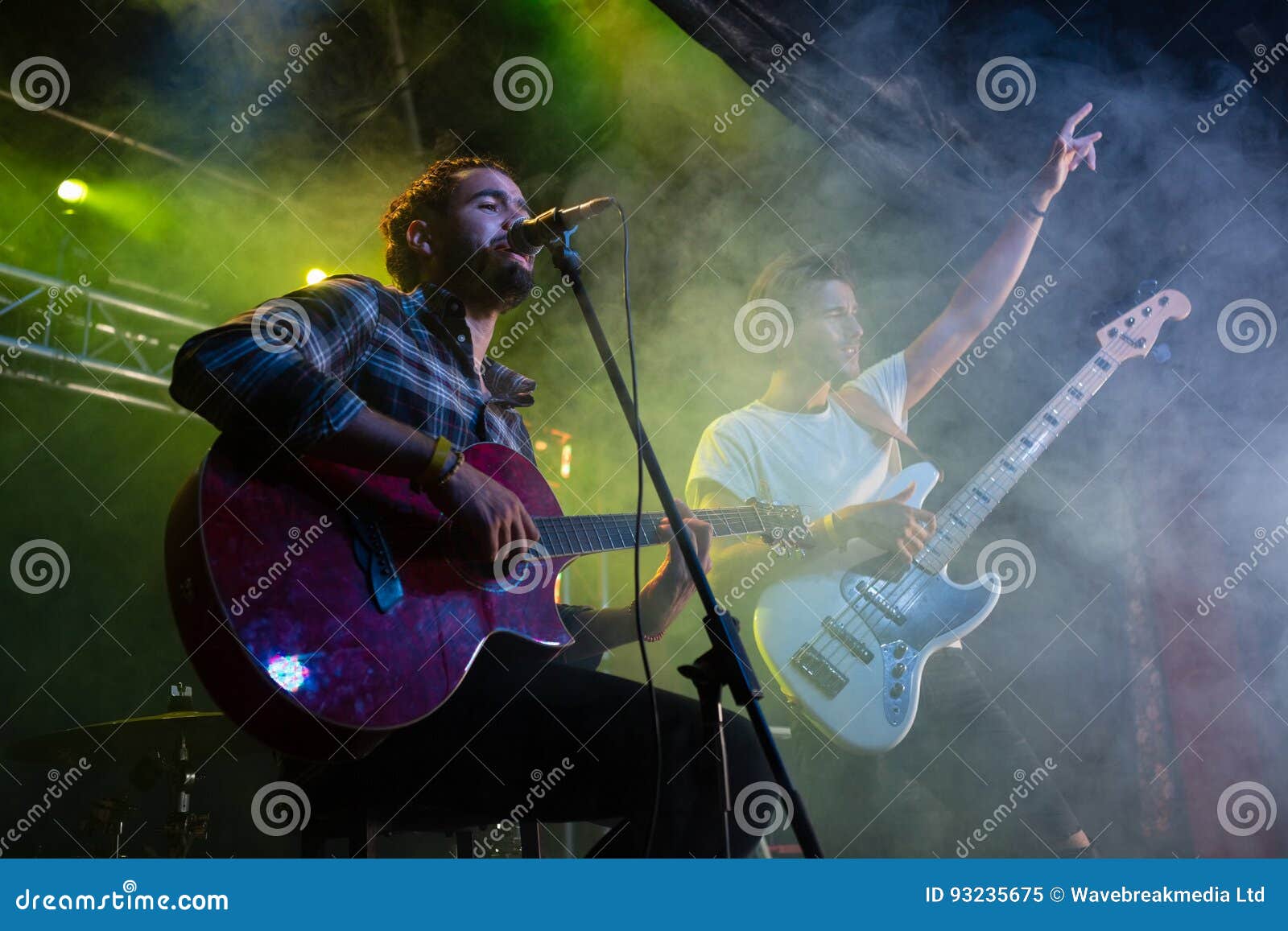 Band performing on stage stock image. Image of enjoyment - 93235675