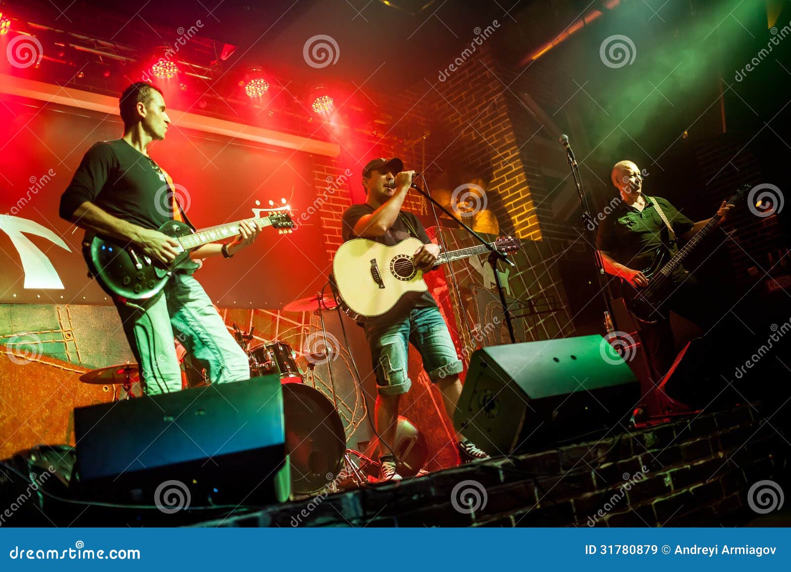 Band performs on stage stock image. Image of concept - 31780879