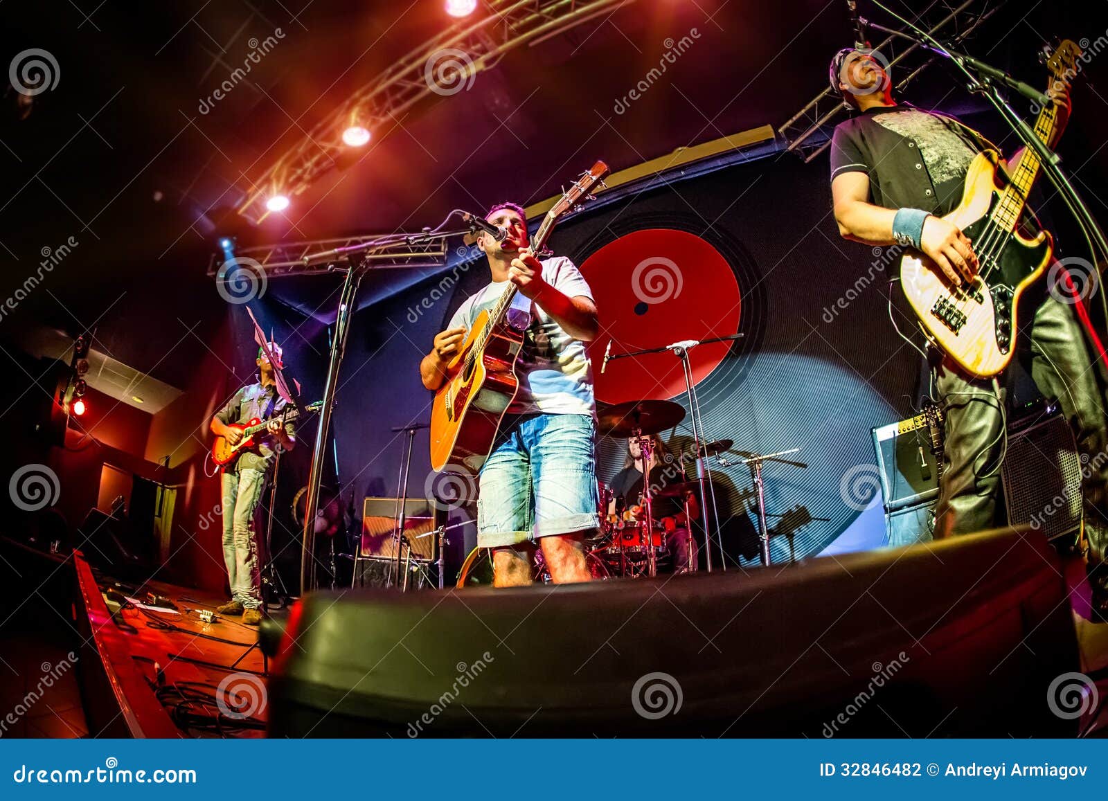 Band performs on stage stock photo. Image of performer - 32846482