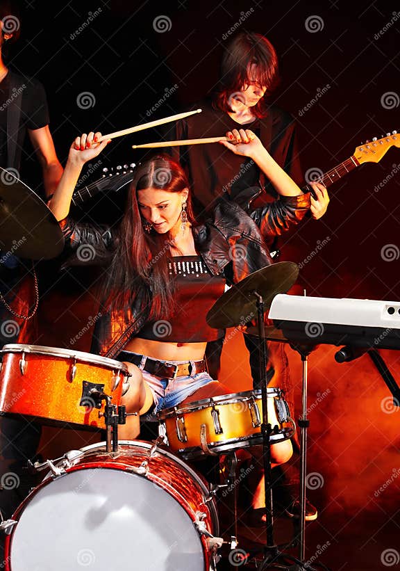 Band Playing Musical Instrument. Stock Photo - Image of music ...