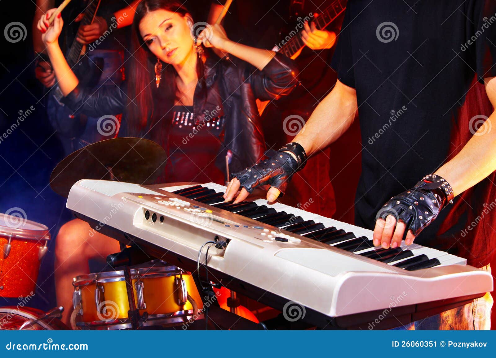 Band Playing Musical Instrument. Stock Image - Image of illuminate ...