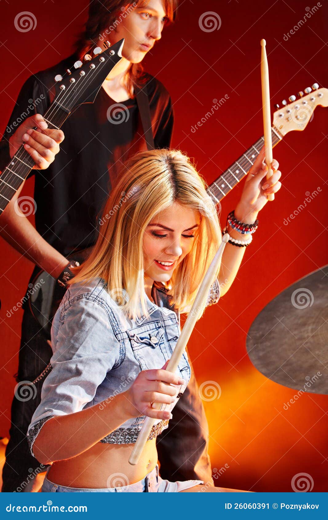Band Playing Musical Instrument. Stock Image - Image of musician, girl ...
