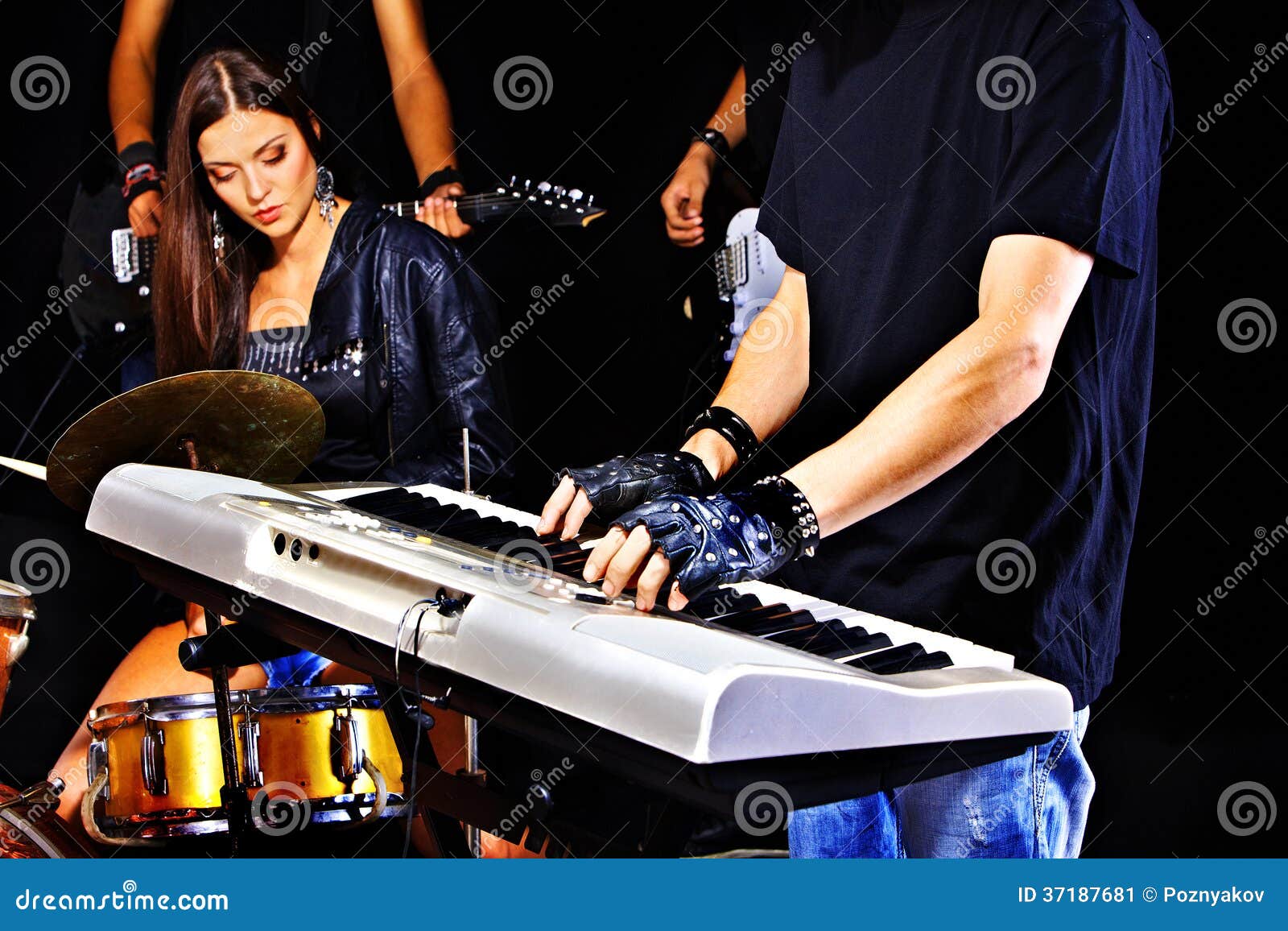 Band Playing Musical Instrument. Stock Image - Image of disco, festival ...