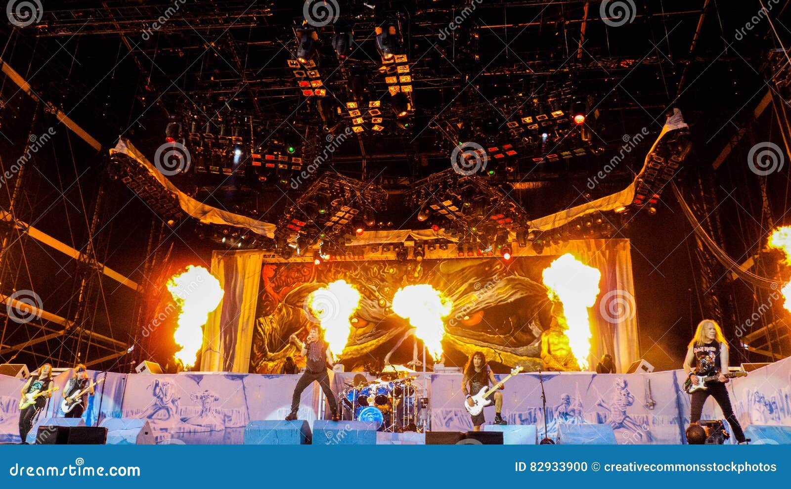 Band Playing On Stage With Fire Picture. Image: 82933900