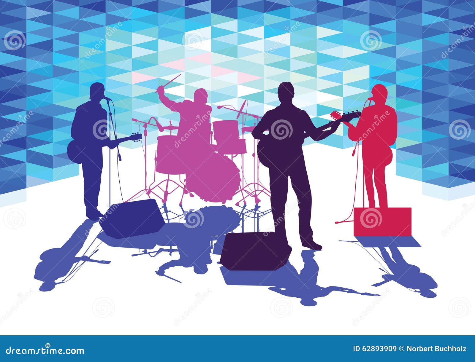 Band on stage stock vector. Illustration of rockers, graphics - 62893909