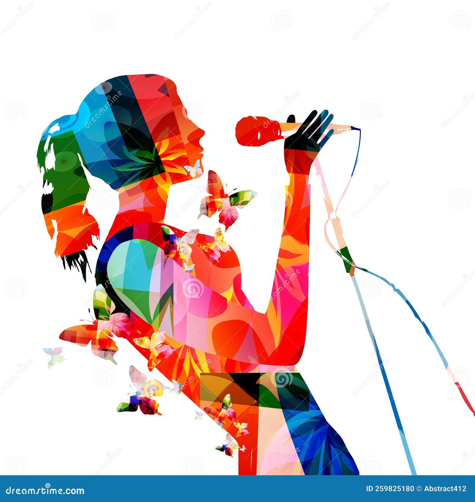 Band Vocalist Silhouette Singing To Microphone Female Singer In