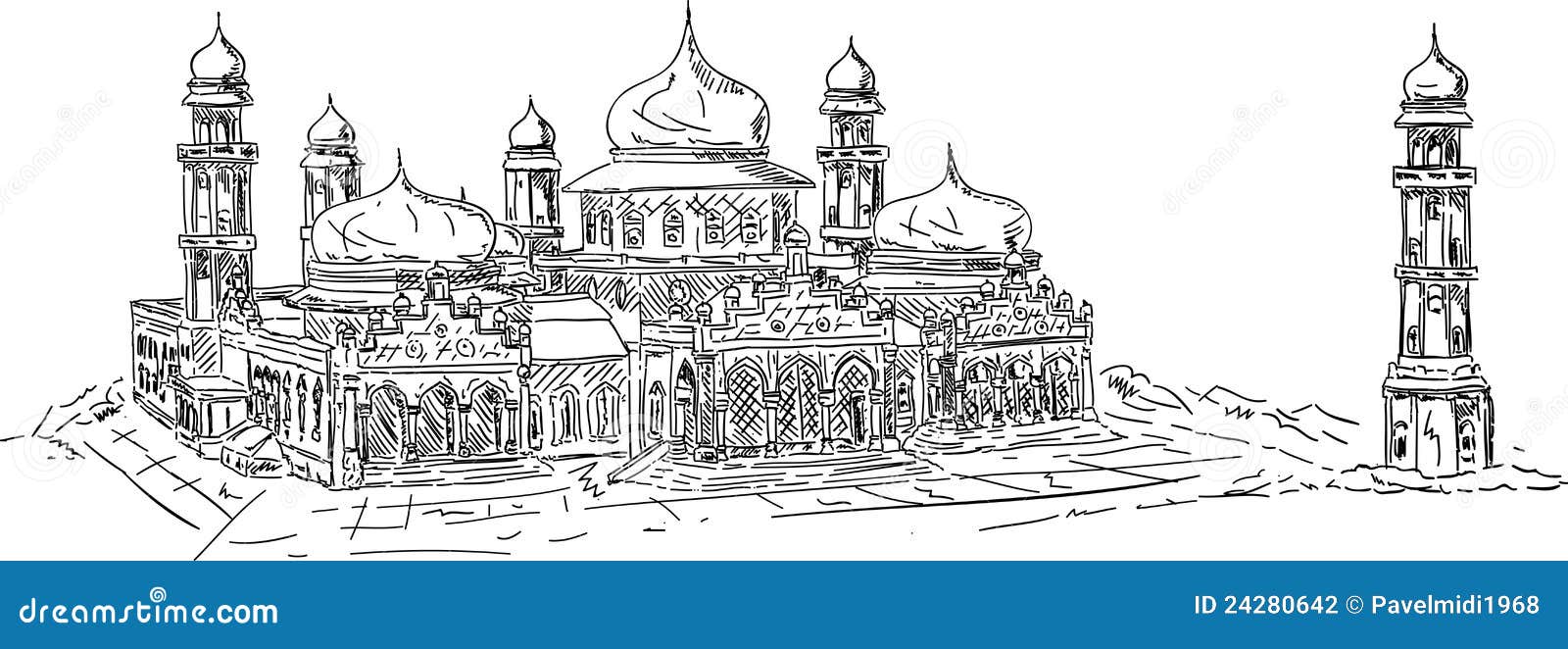 Banda aceh mosque stock vector. Illustration of famous - 24280642