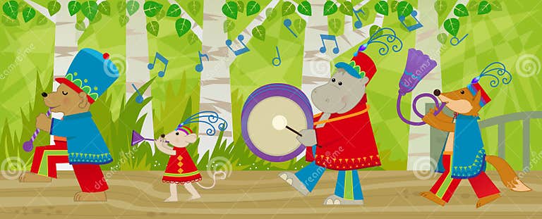 Banda animal ilustração do vetor. Ilustração de musical - 46896076