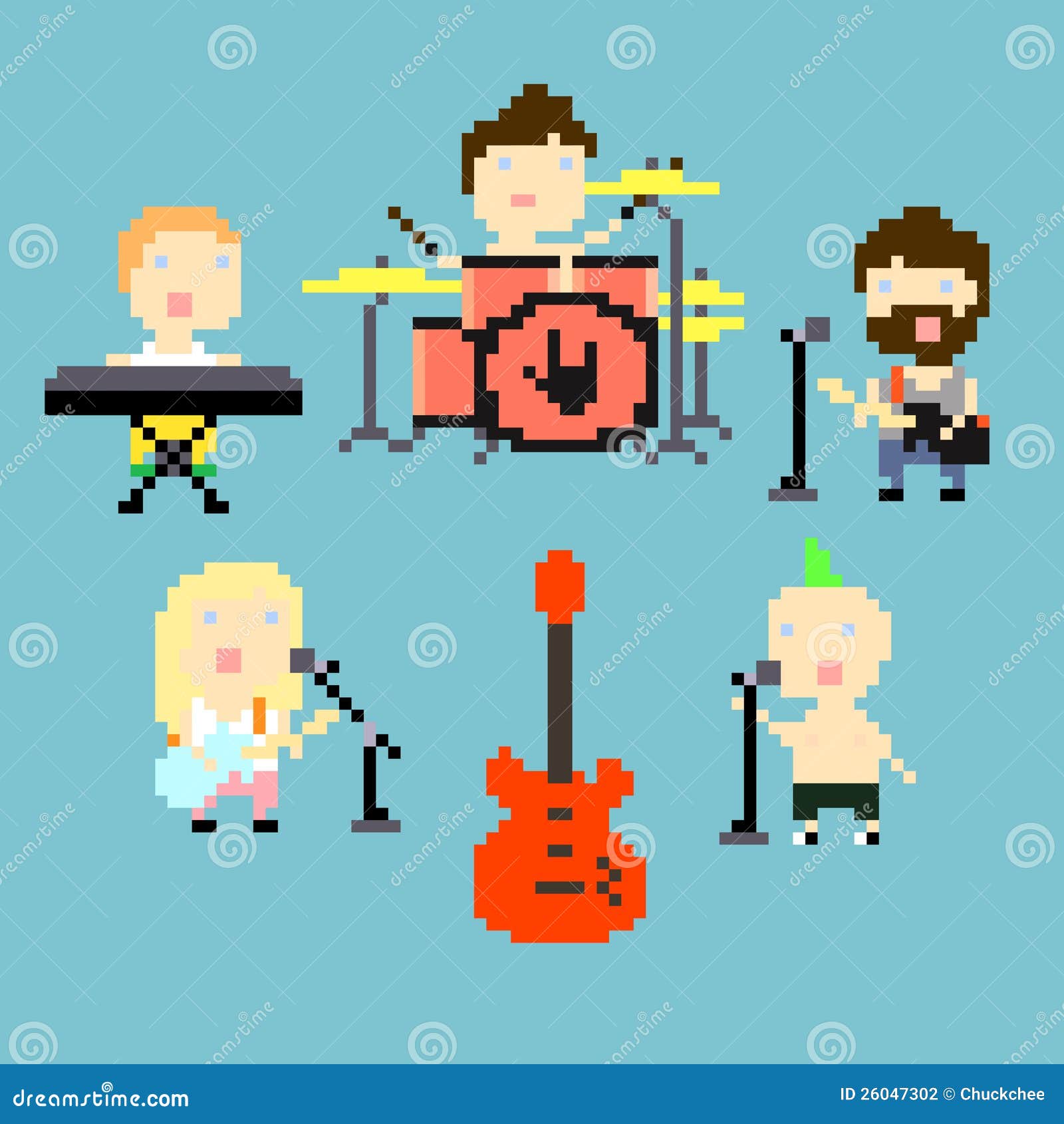 Banda de rock del pixel ilustración del vector. Ilustración de arte ...