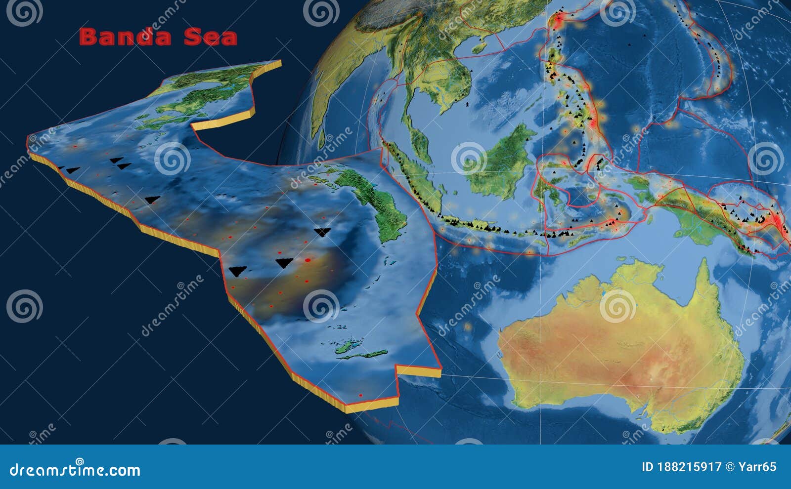 Banda Sea Plate Described and Presented - Topographic Stock ...