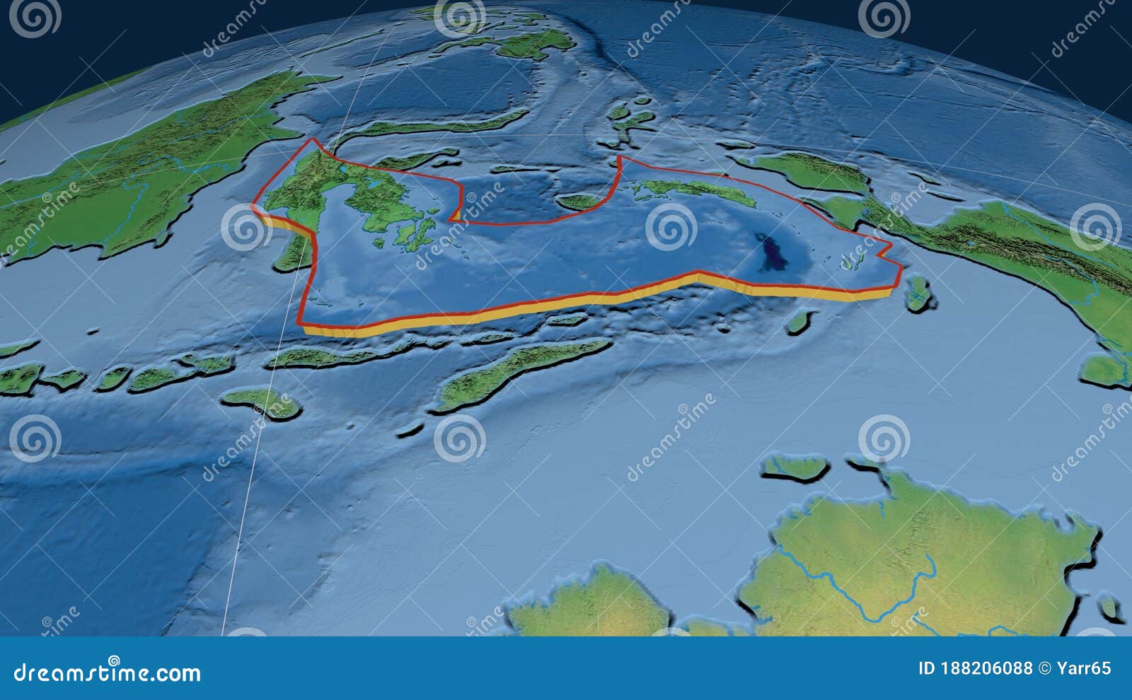 Banda Sea Plate Extruded - Natural Earth Stock Illustration ...